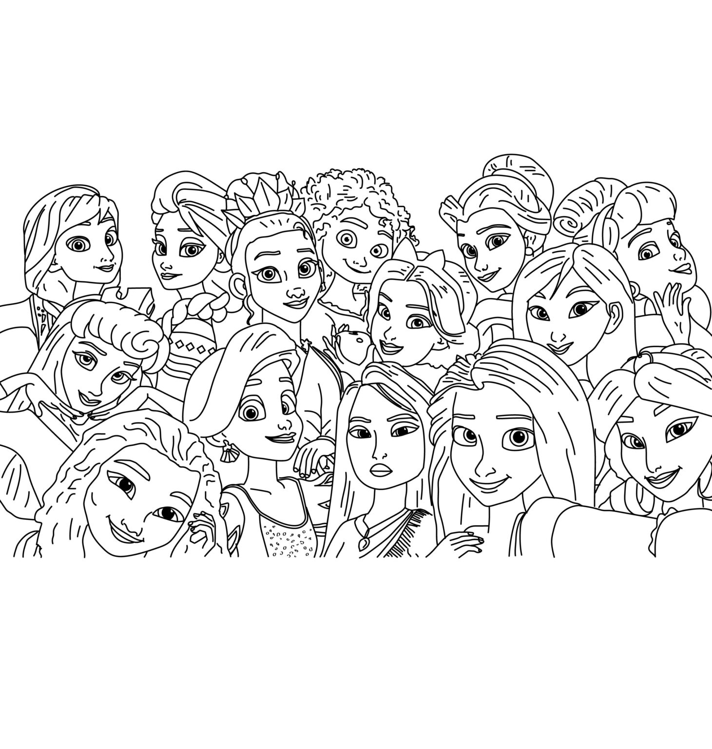 Disney princesses coloring page - Color Palette
