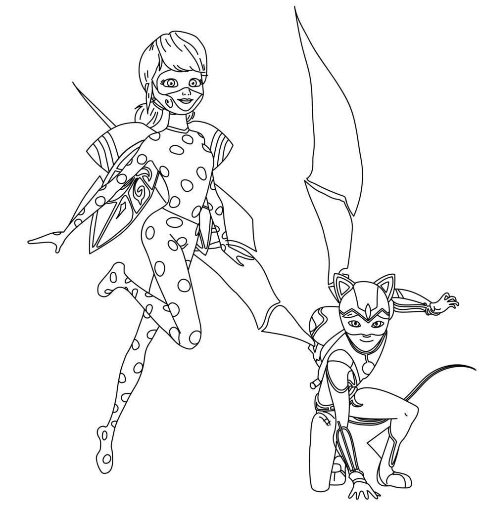 Coloriage Miraculous Scarabella et Blaqueminette (kitty noire) - Color ...